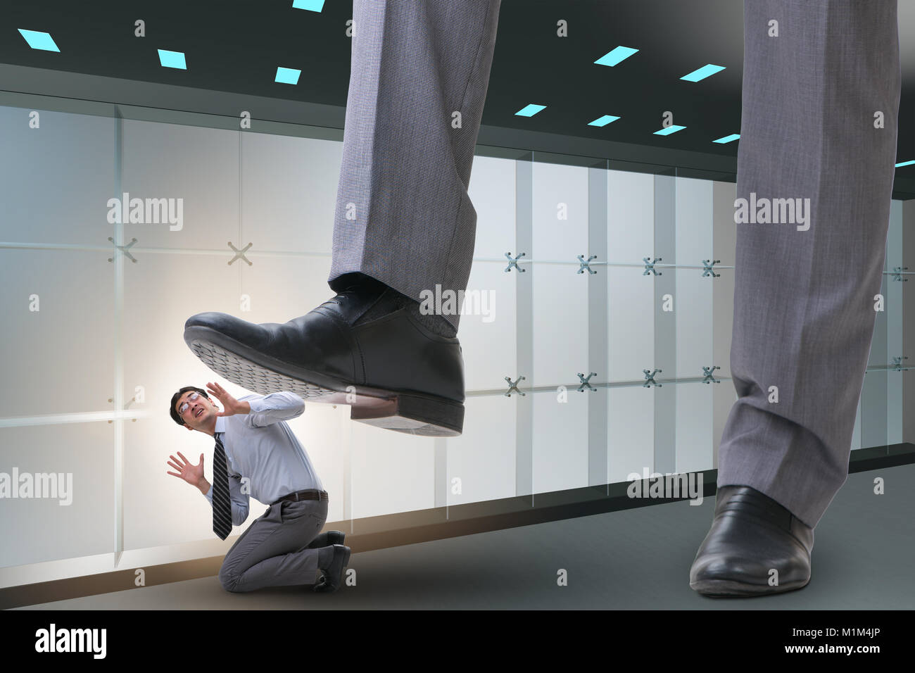 Bad angry boss stamping on employee in business concept Stock Photo - Alamy