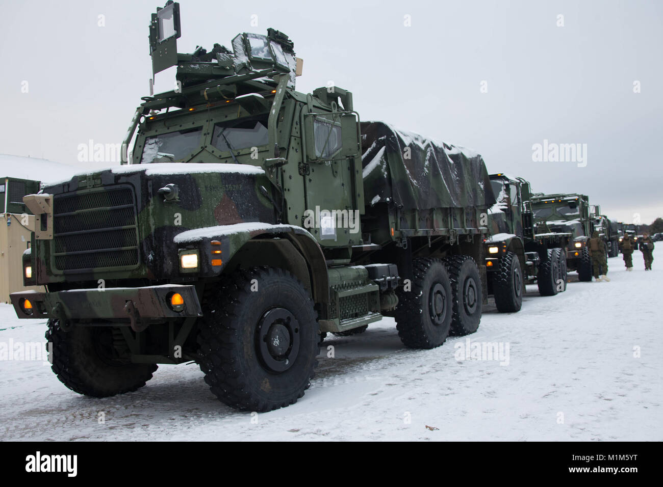 U.S. Marines with Marine Air Control Group 28 conduct a convoy training ...