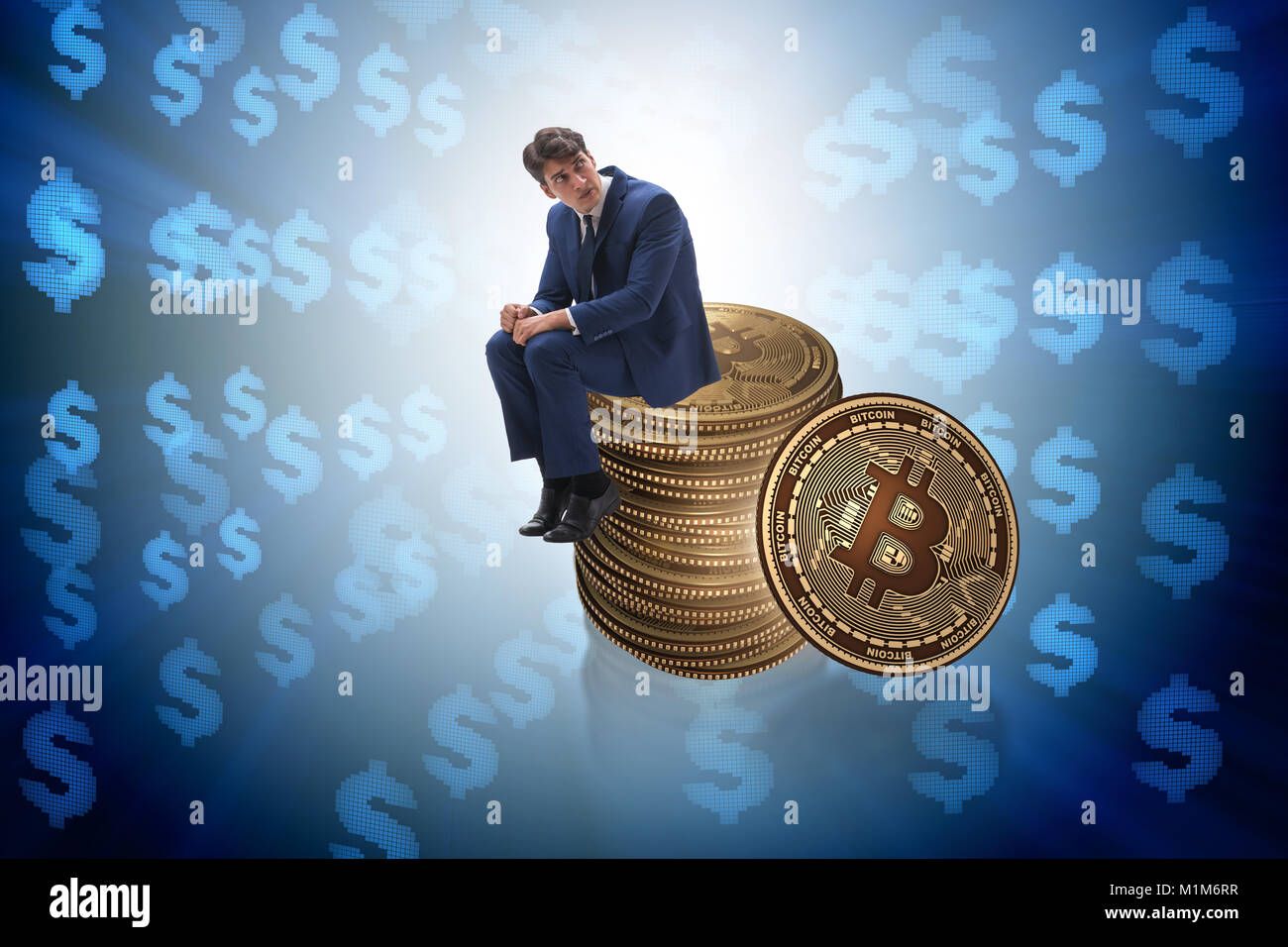 Businessman sad about bitcoin price crash Stock Photo - Alamy