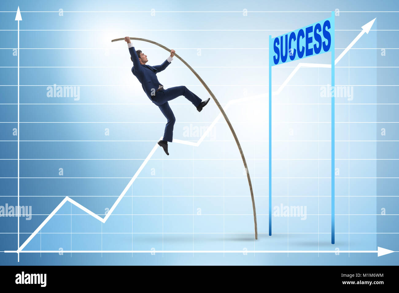 Businessman pole vaulting over hi-res stock photography and images - Alamy