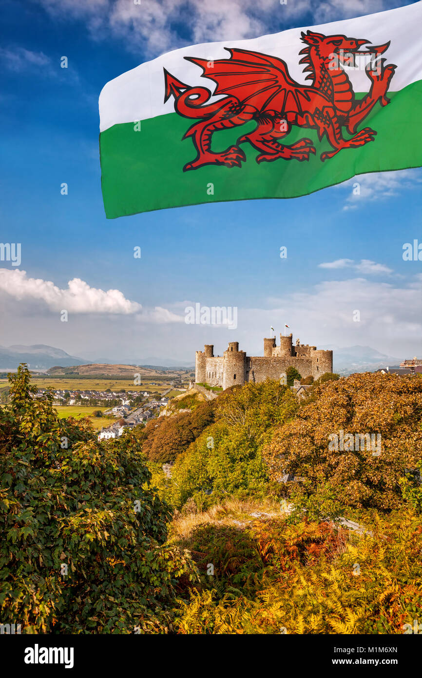 Harlech Castle in Wales, United Kingdom, series of Walesh castles Stock ...
