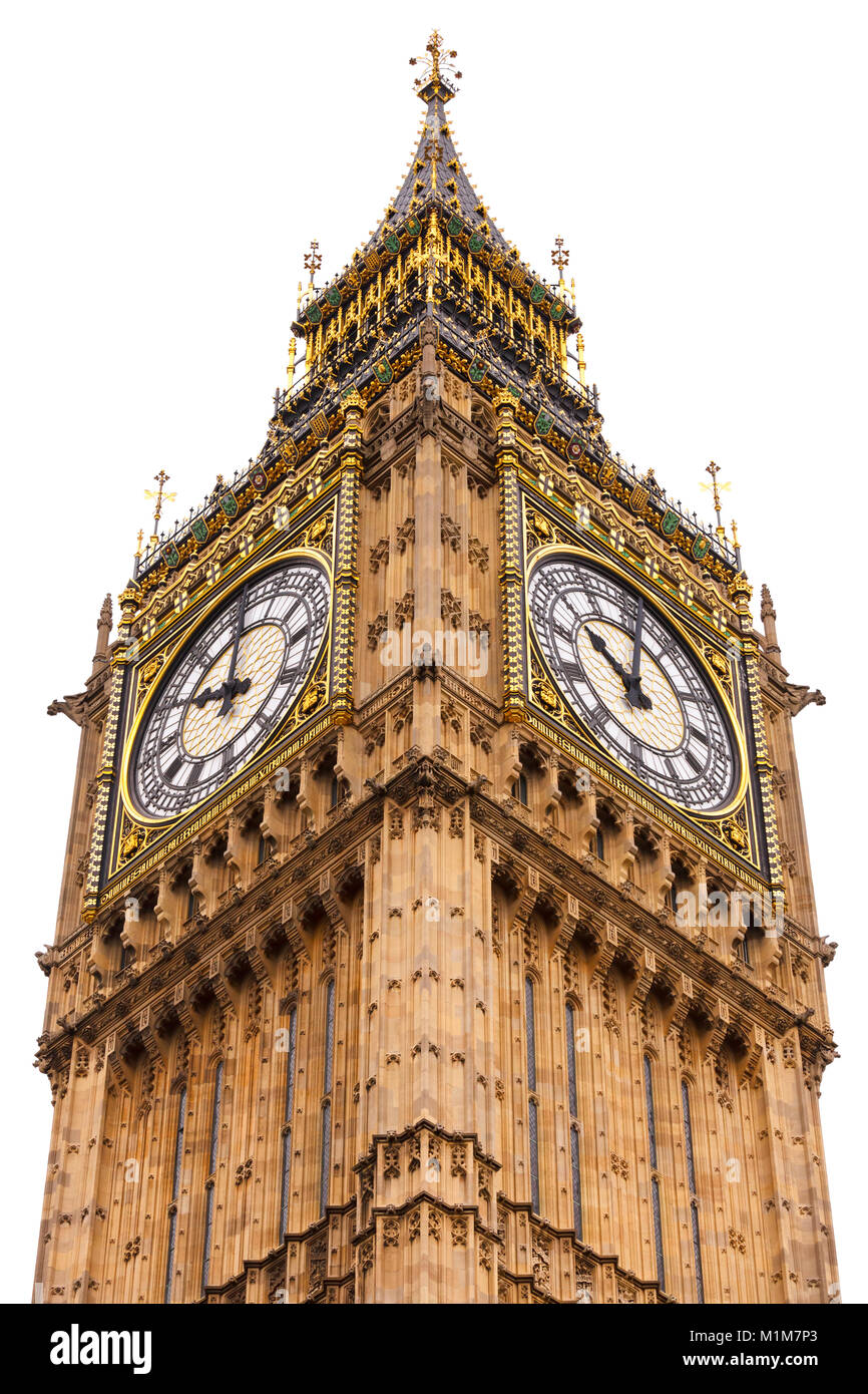 Upper part of Elizabeth Tower aka Big Ben clock tower, Westminster ...