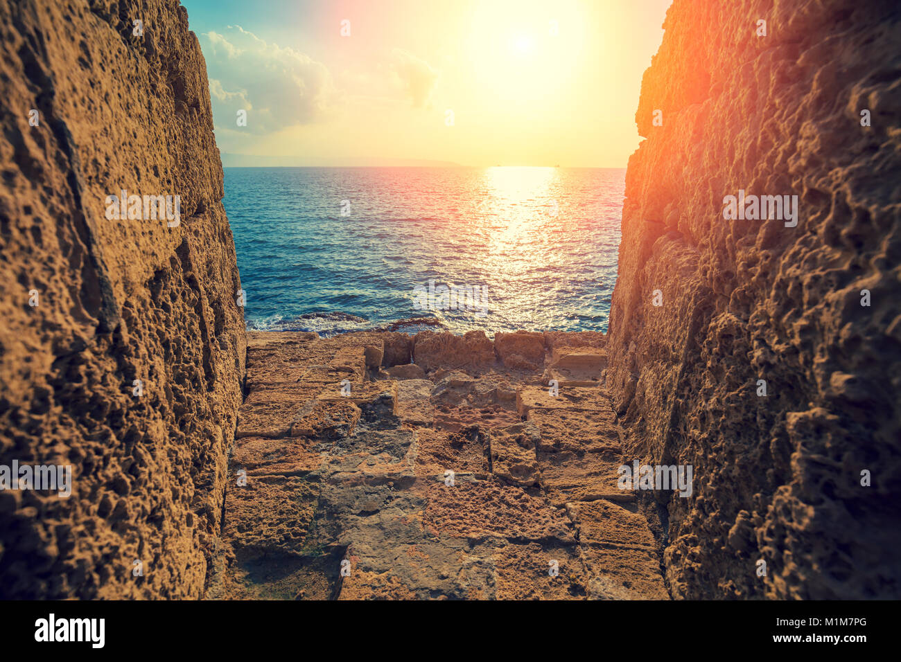 Wall of the fortress of old city Akko. Israel Stock Photo - Alamy
