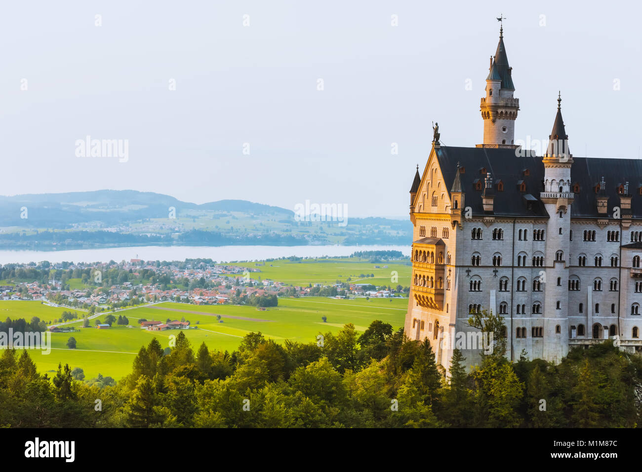 Beautiful aerial view of Neuschwanstein castle in summer season Stock ...