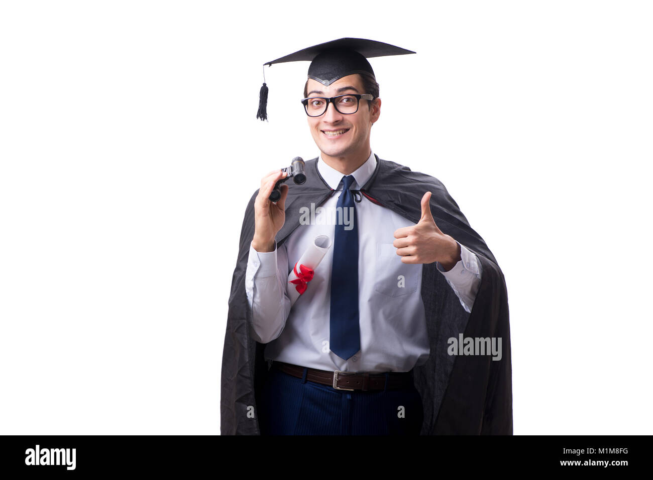 Student graduate isolated on white background Stock Photo - Alamy