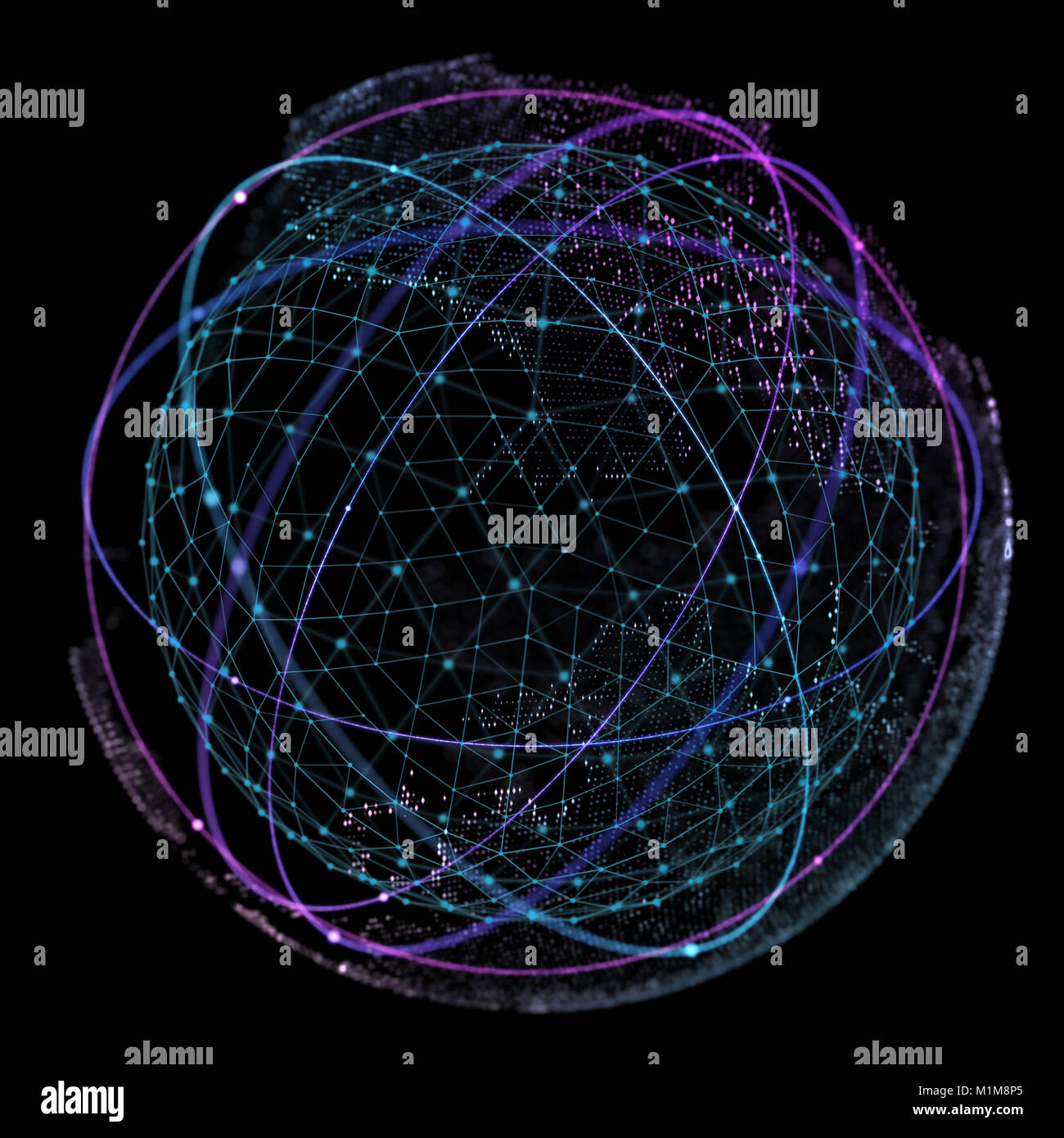 Point and curve constructed the sphere wireframe, technological sense ...