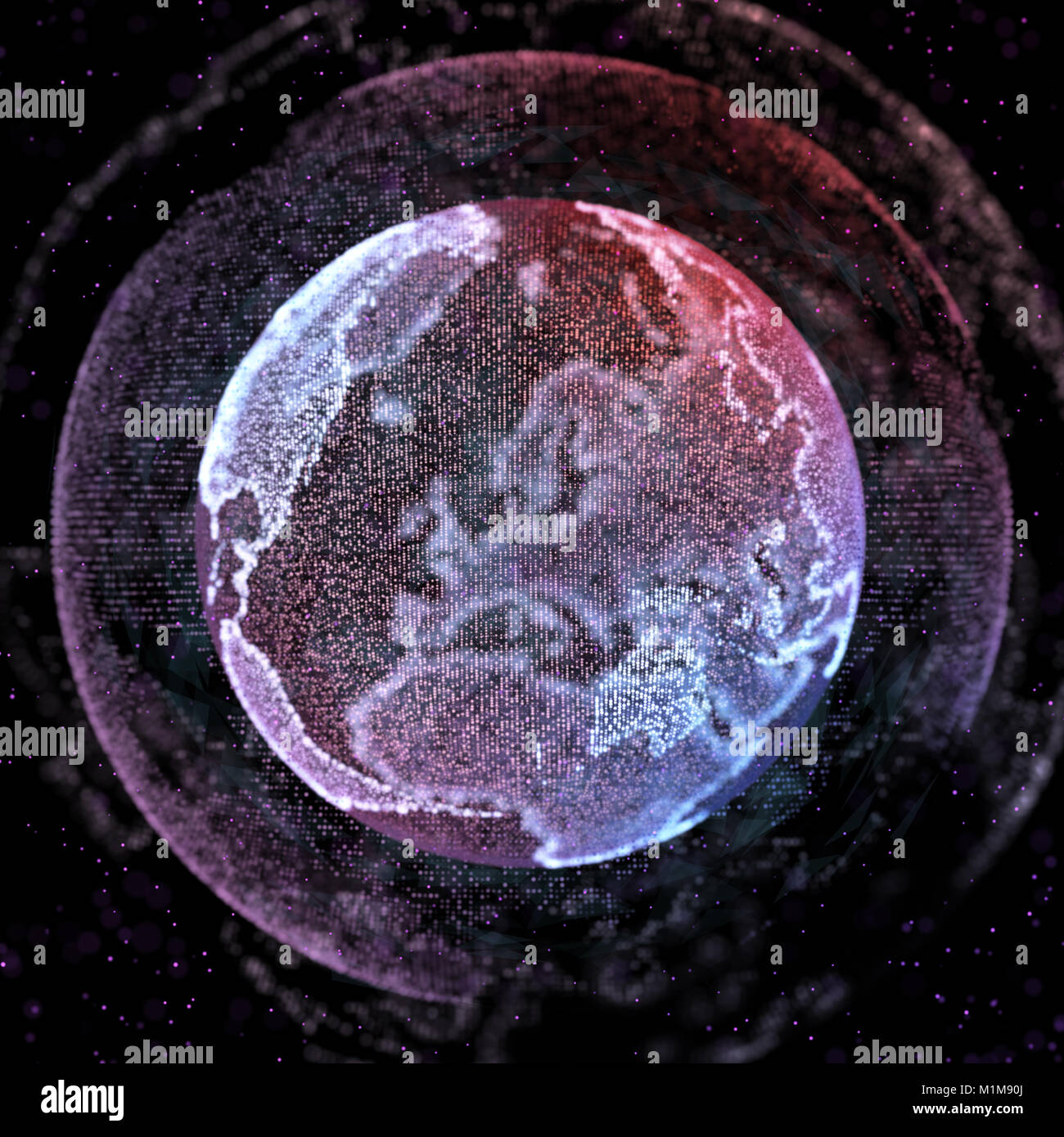 Abstract sphere shape of glowing global communication. Global Network ...