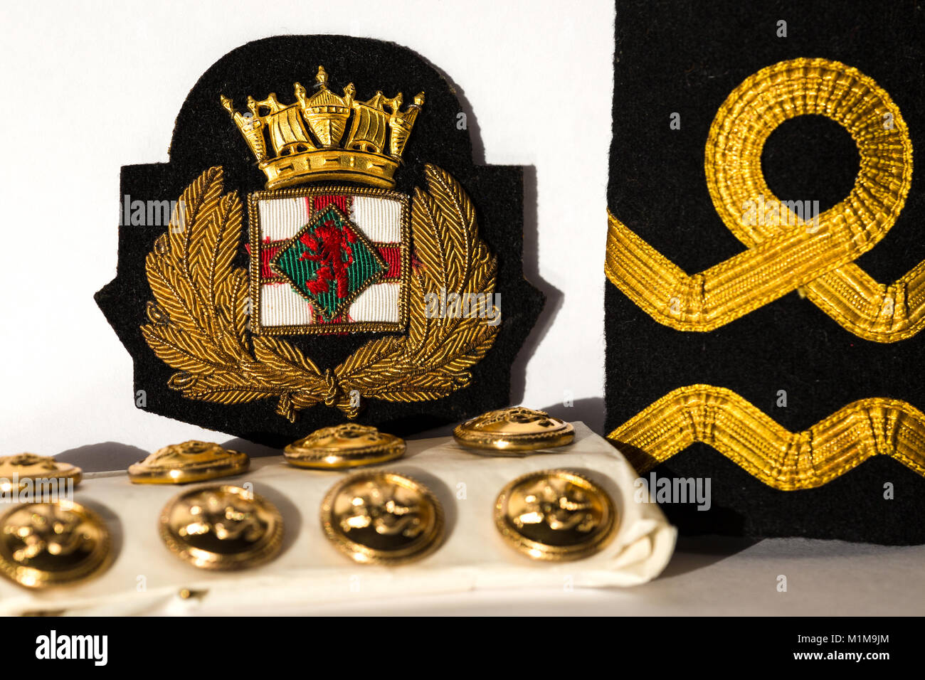 BP officers cap badge, epaulettes and uniform buttons. BP ship's (1970s ...