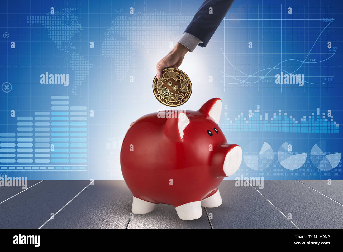 Bitcoin saving with piggybank in business concept Stock Photo - Alamy