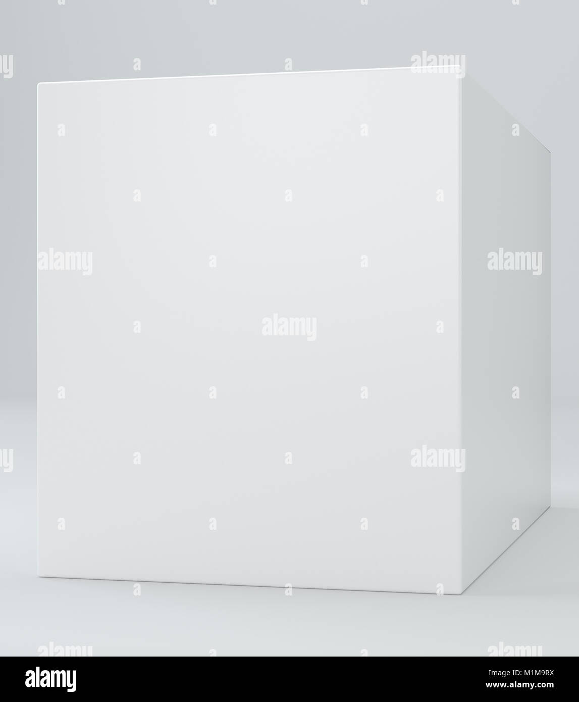 Blank white cube on white background. 3d illustration Stock Photo - Alamy