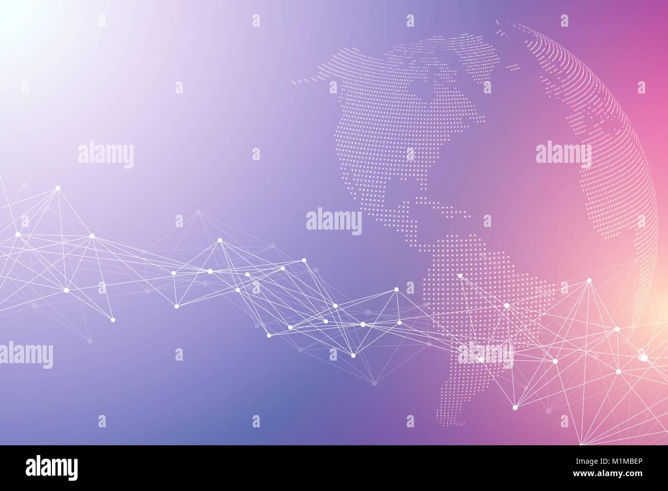 Global network connection. Network and big data exchange over planet ...