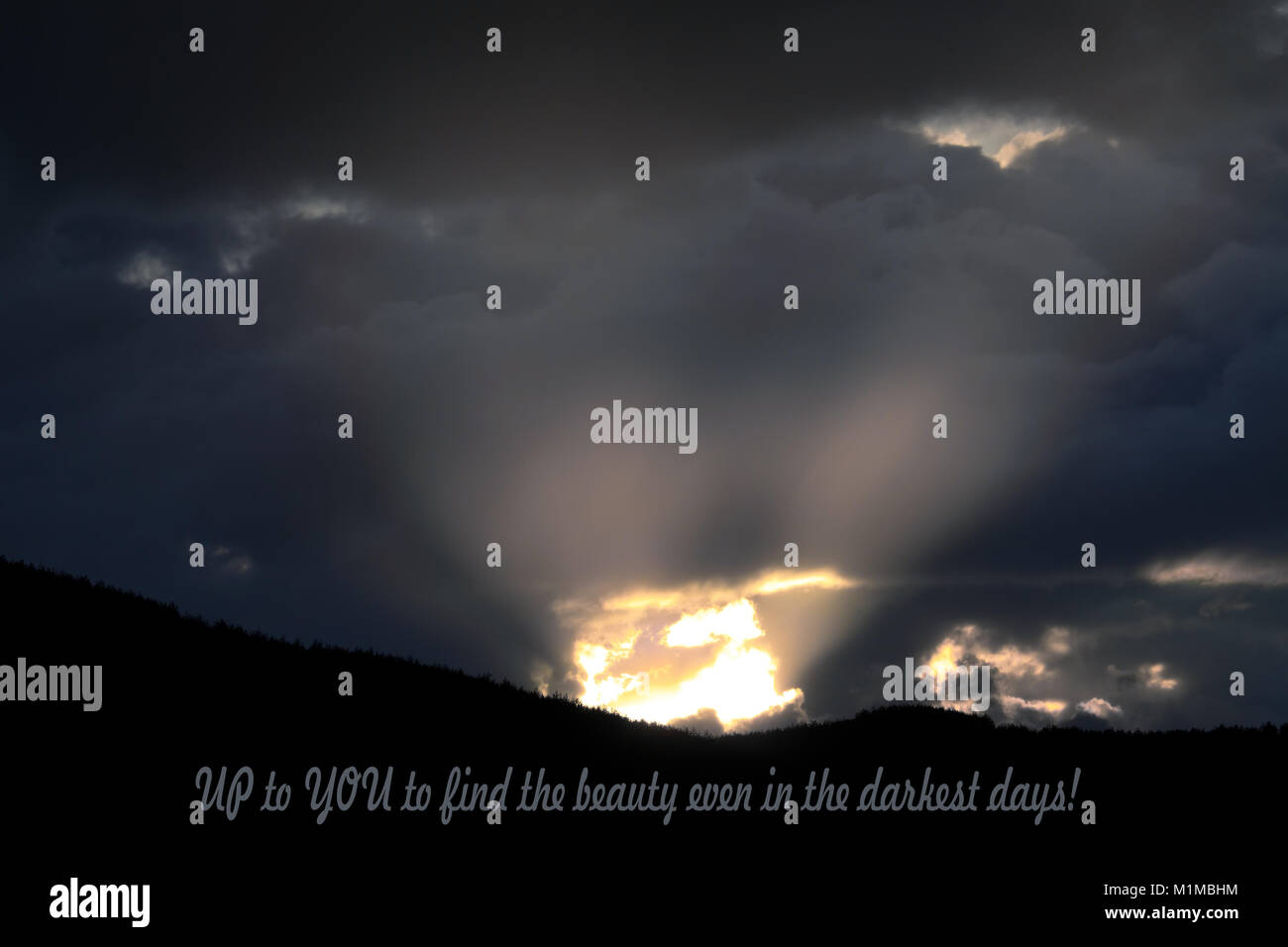 holy light in the sky and unknown inspirational quote above, abstract ...