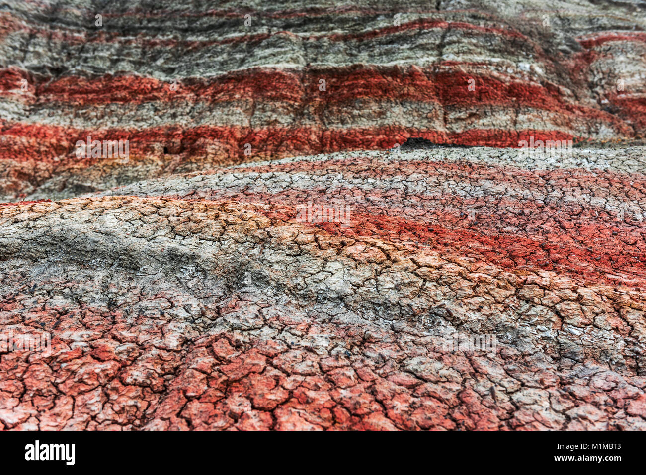 Amazing striped red mountains Stock Photo - Alamy