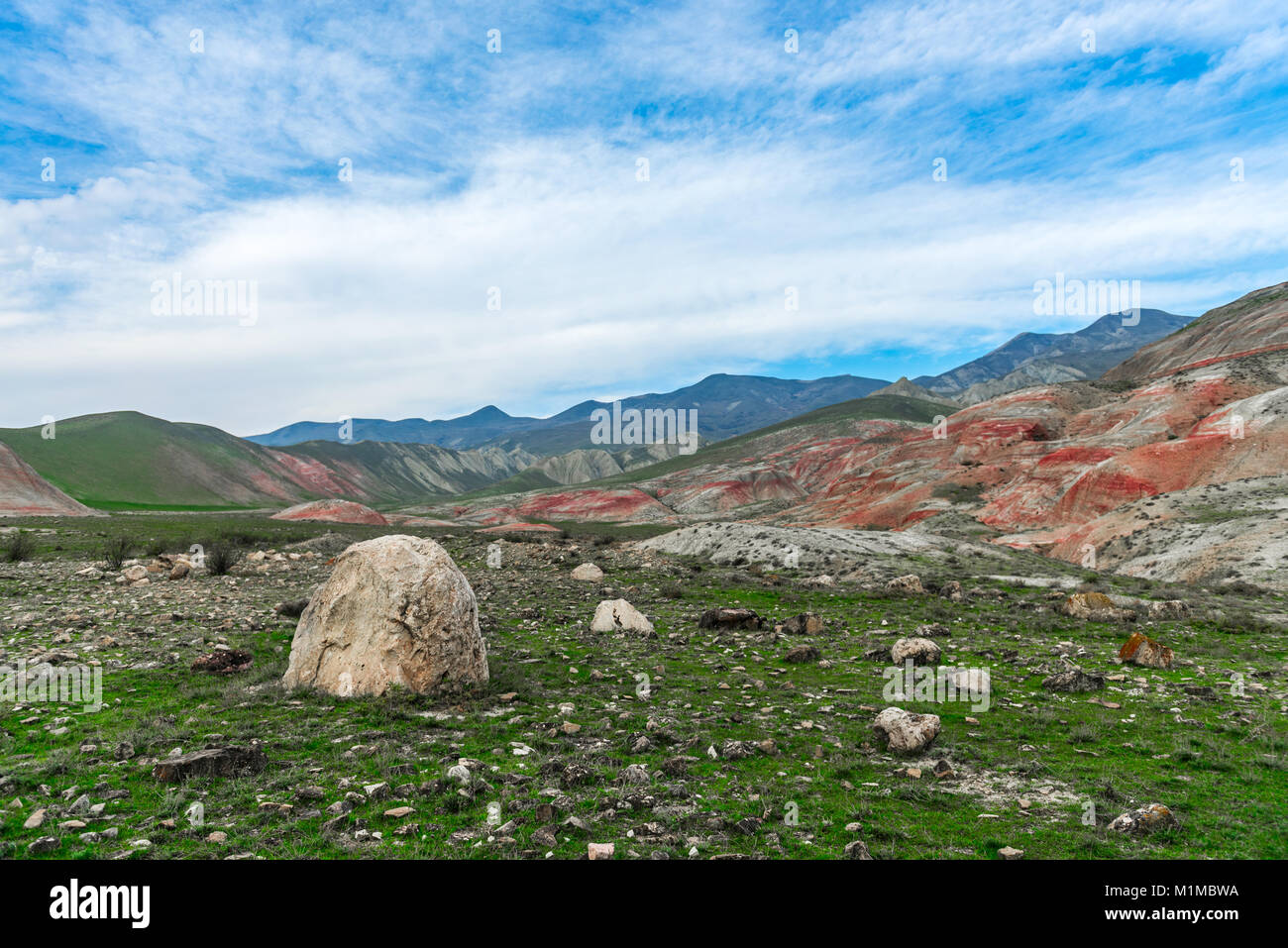 Amazing striped red mountains Stock Photo - Alamy