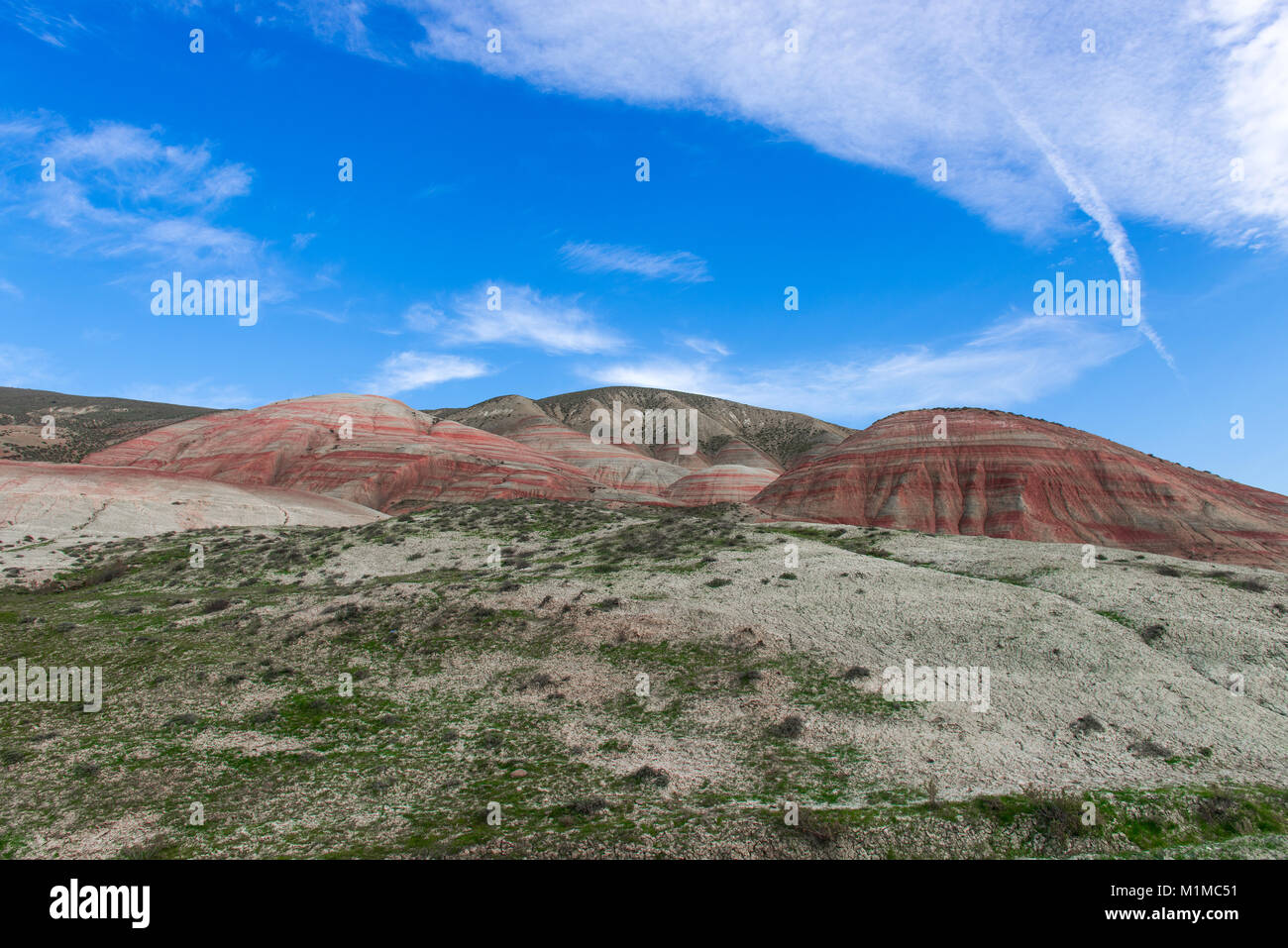 Amazing striped red mountains Stock Photo - Alamy