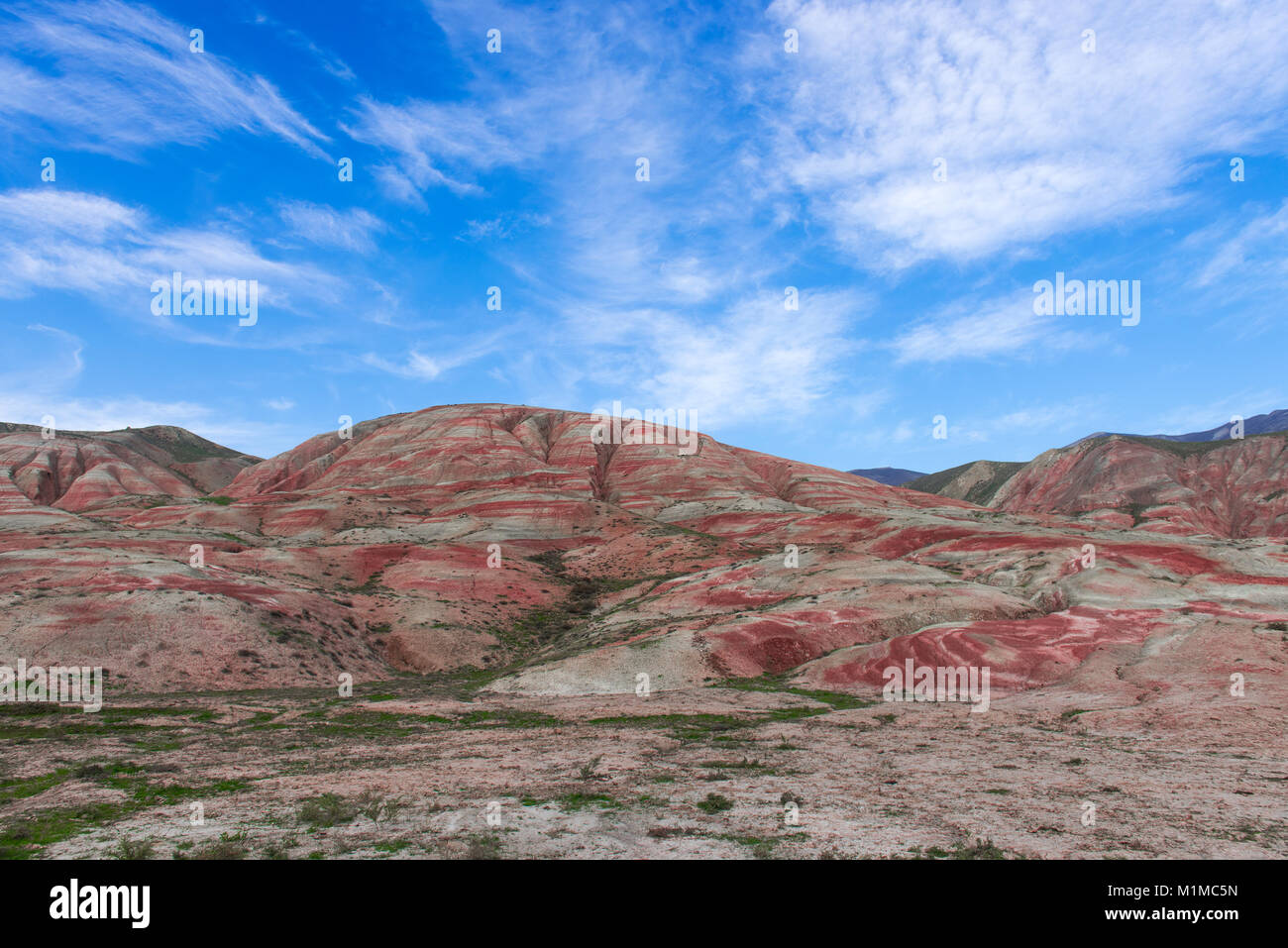 Amazing striped red mountains Stock Photo - Alamy