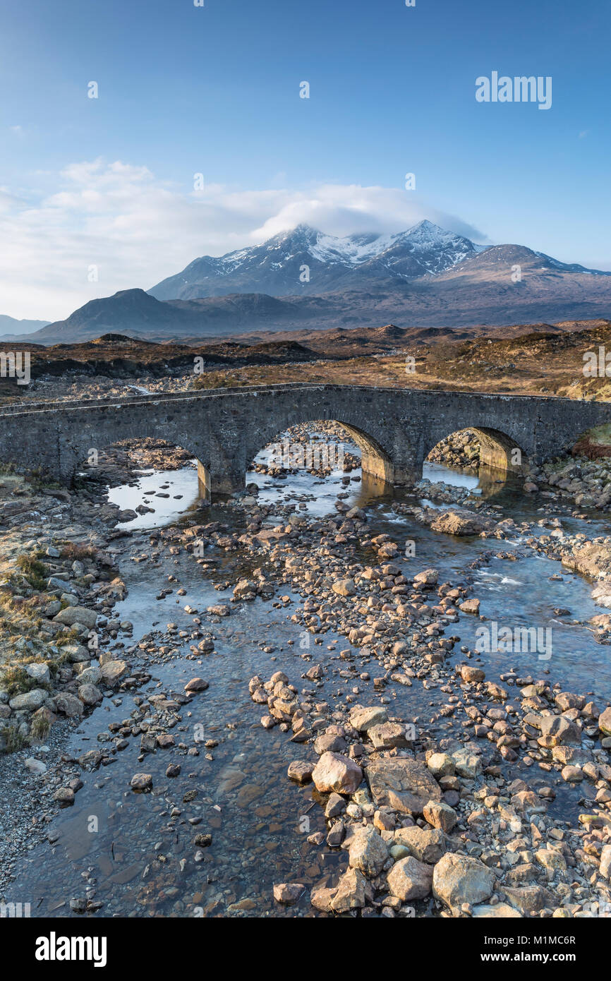 The Cuillin Hills and the old bridge at Sligachan, Isle of Skye ...