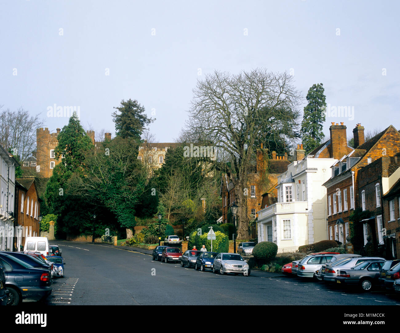 Looking up Castle Street to the Castle and Bishop Foxs Tower Farnham ...