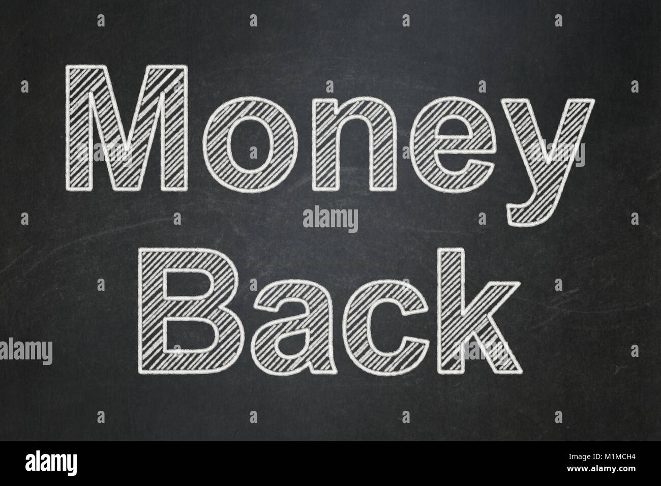 Finance concept: Money Back on chalkboard background Stock Photo - Alamy