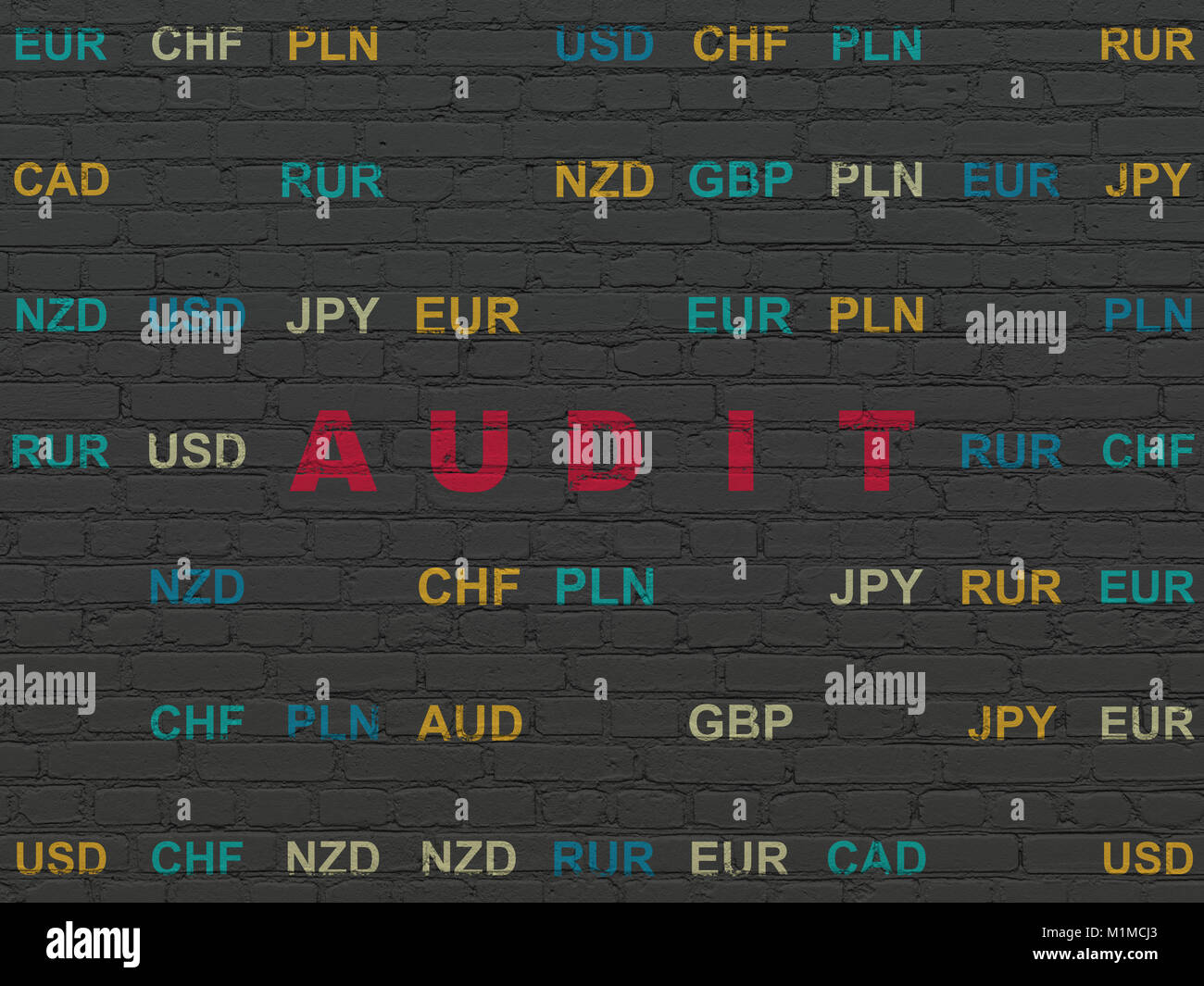 Finance concept: Audit on wall background Stock Photo - Alamy