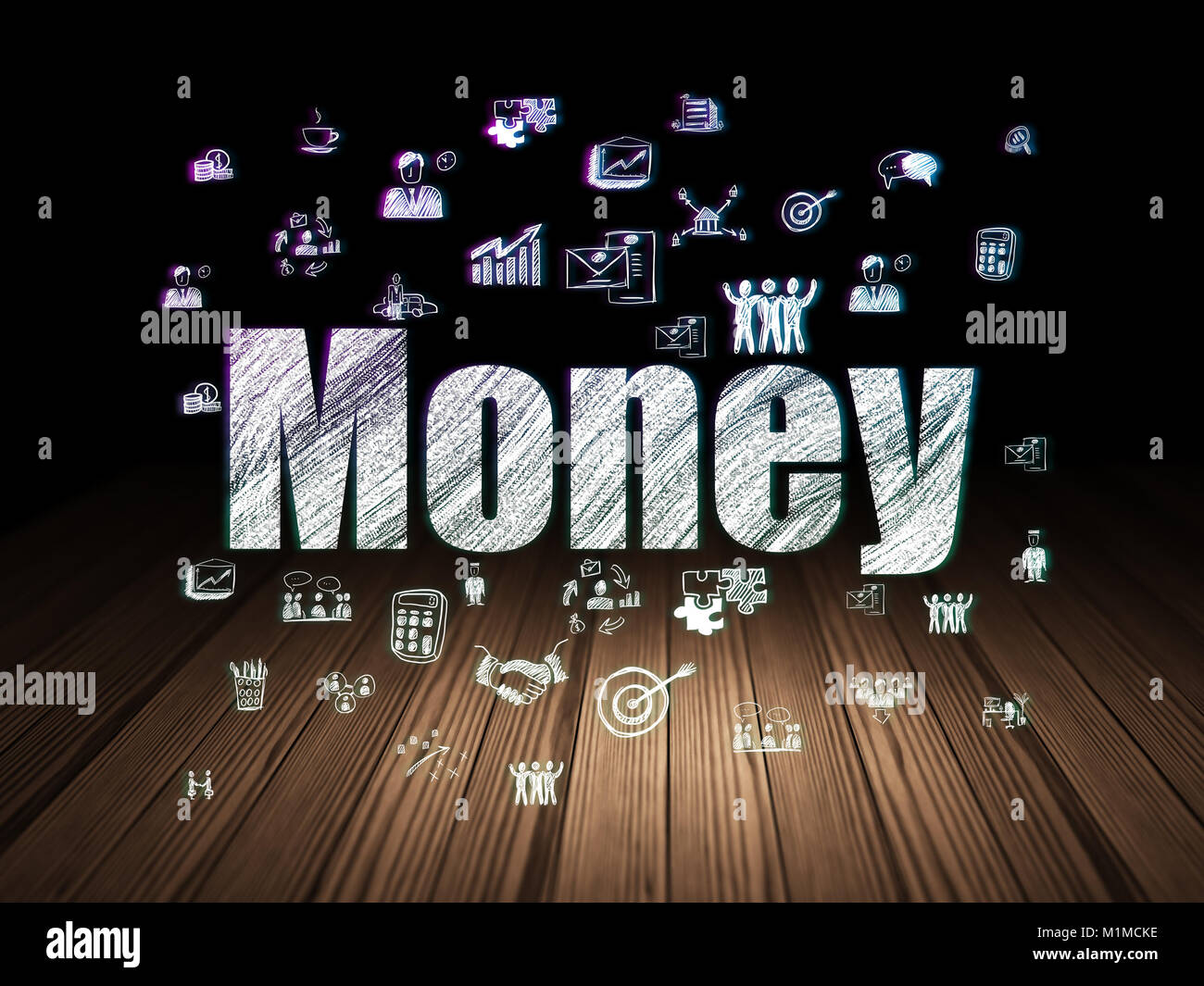 Business concept: Money in grunge dark room Stock Photo - Alamy
