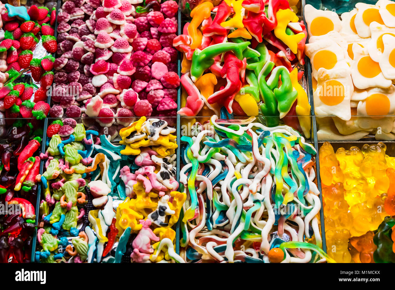 Assortment of jellied colored sweets as a product background Stock ...