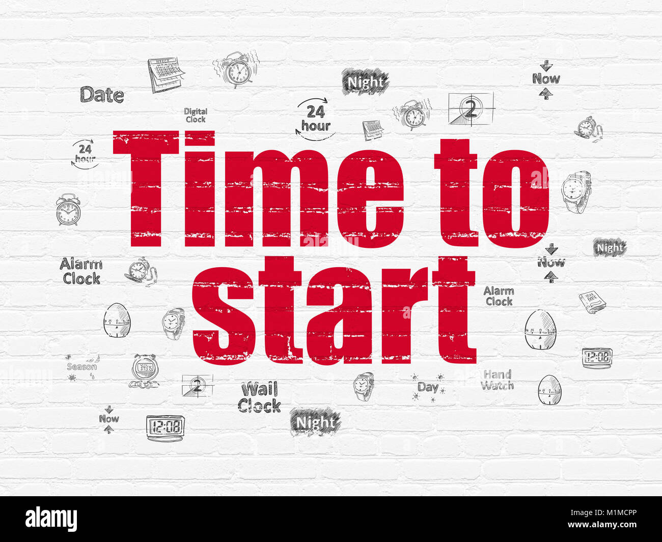Time concept: Time to Start on wall background Stock Photo - Alamy