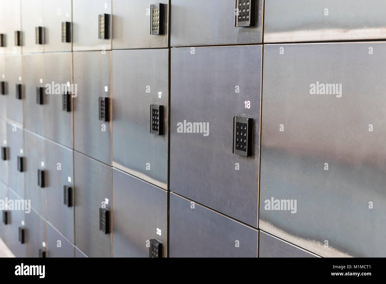 Background from the storage rooms with combination locks and numbers ...