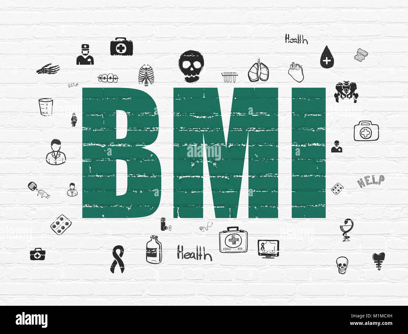 Health concept: BMI on wall background Stock Photo - Alamy