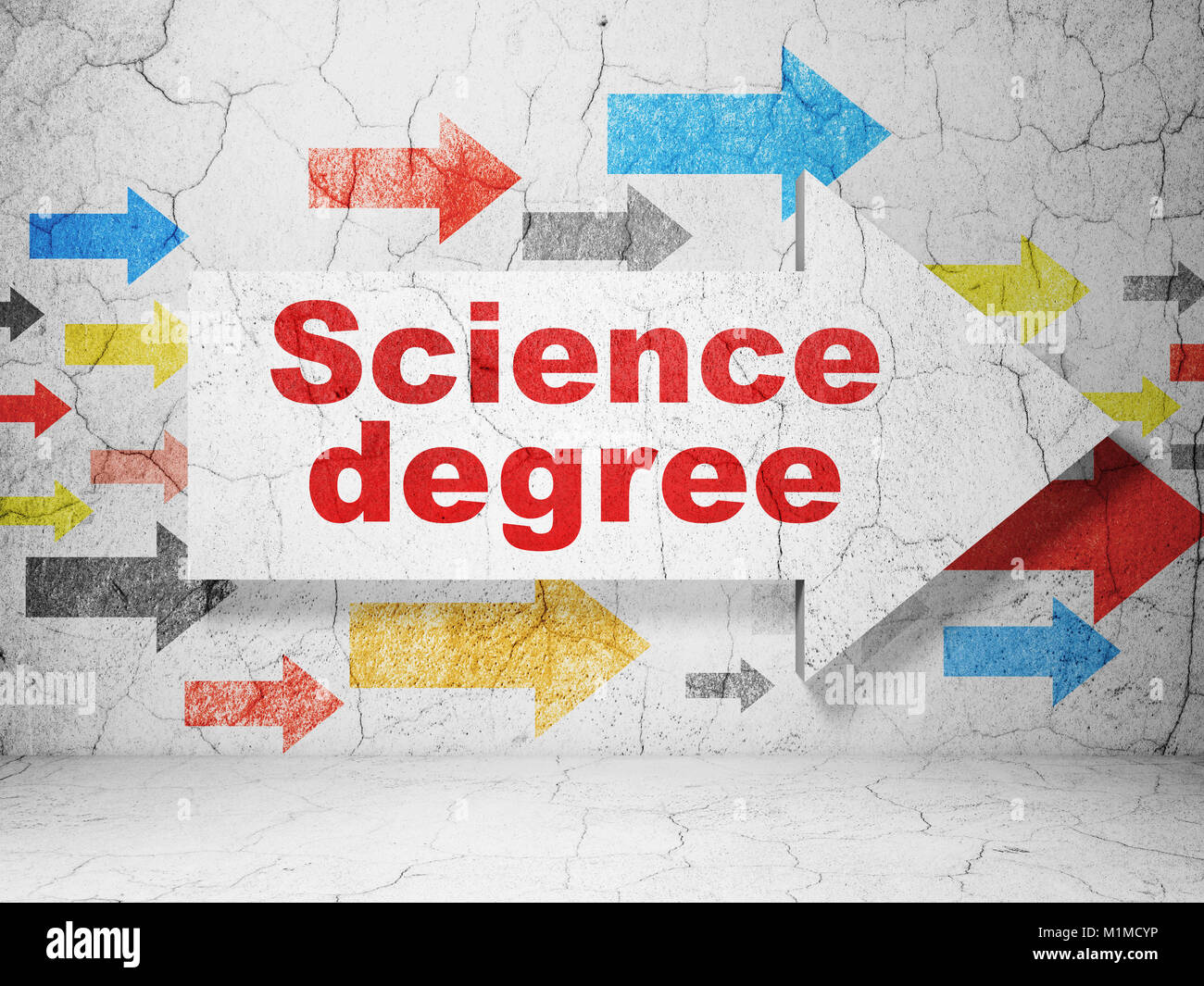 Science concept: arrow with Science Degree on grunge wall background ...