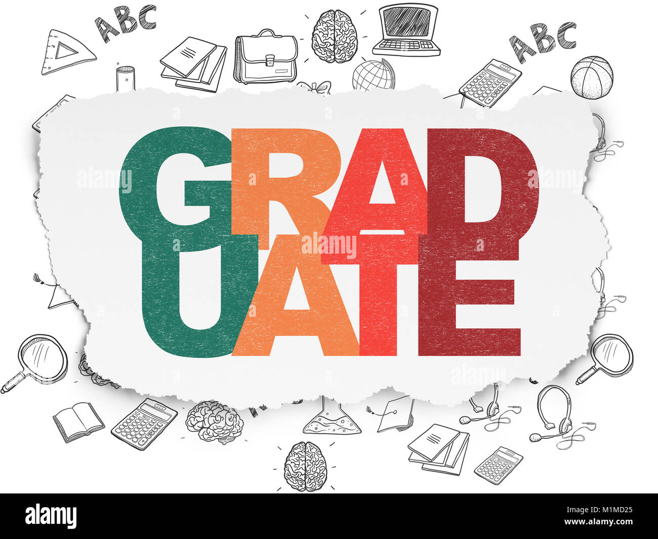 Studying concept: Graduate on Torn Paper background Stock Photo - Alamy
