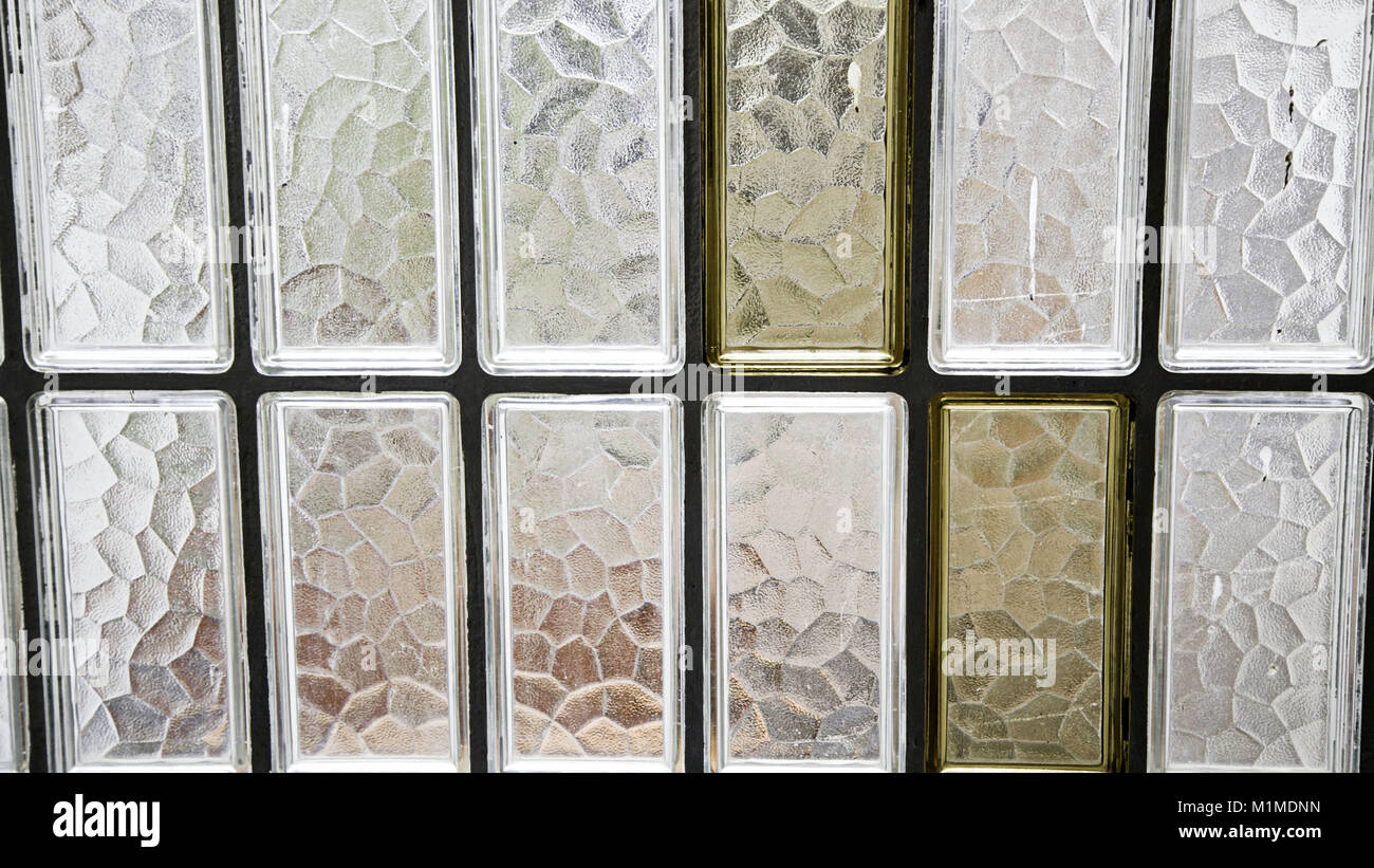 Crystals of opaque windows in wall, decoration and construction Stock ...