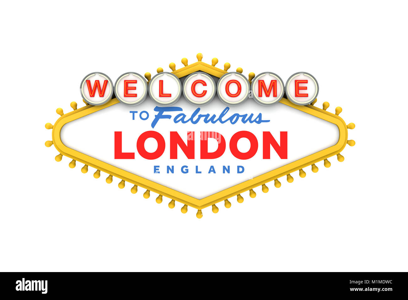 Welcome to London sign in classic las vegas style design . 3D Rendering ...