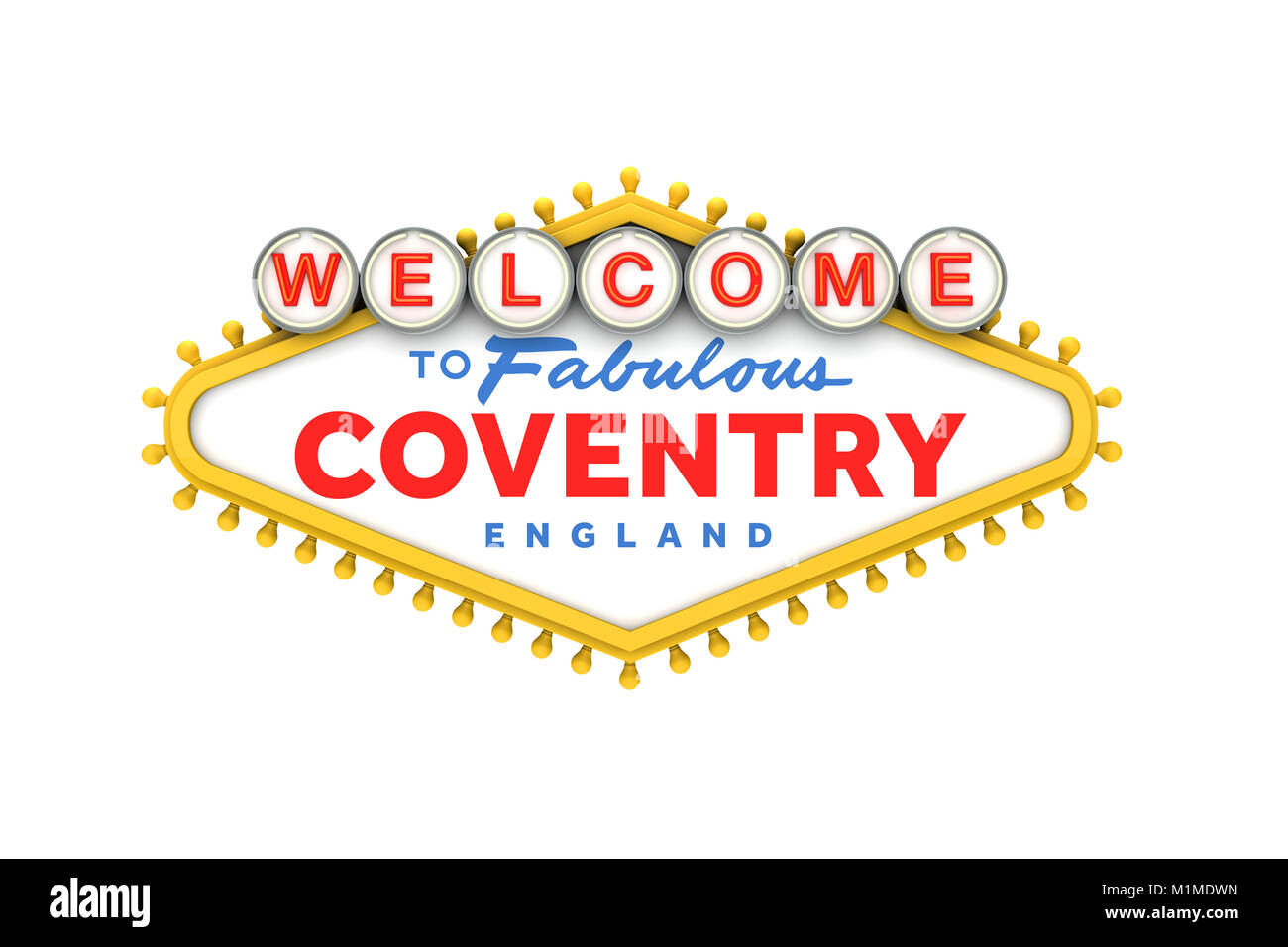 Welcome to Coventry sign in classic las vegas style design . 3D ...