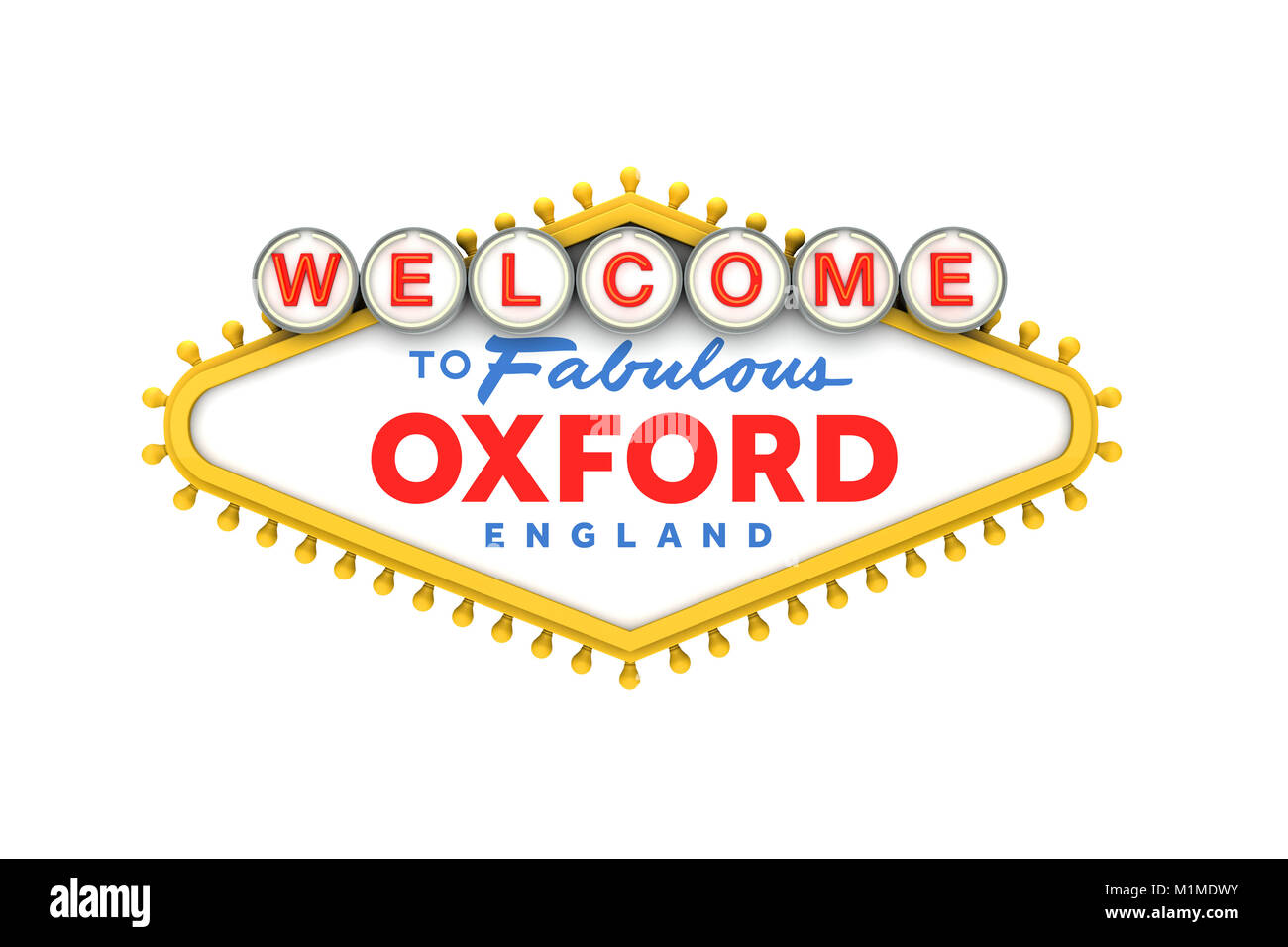 Welcome to Oxford sign in classic las vegas style design . 3D Rendering ...