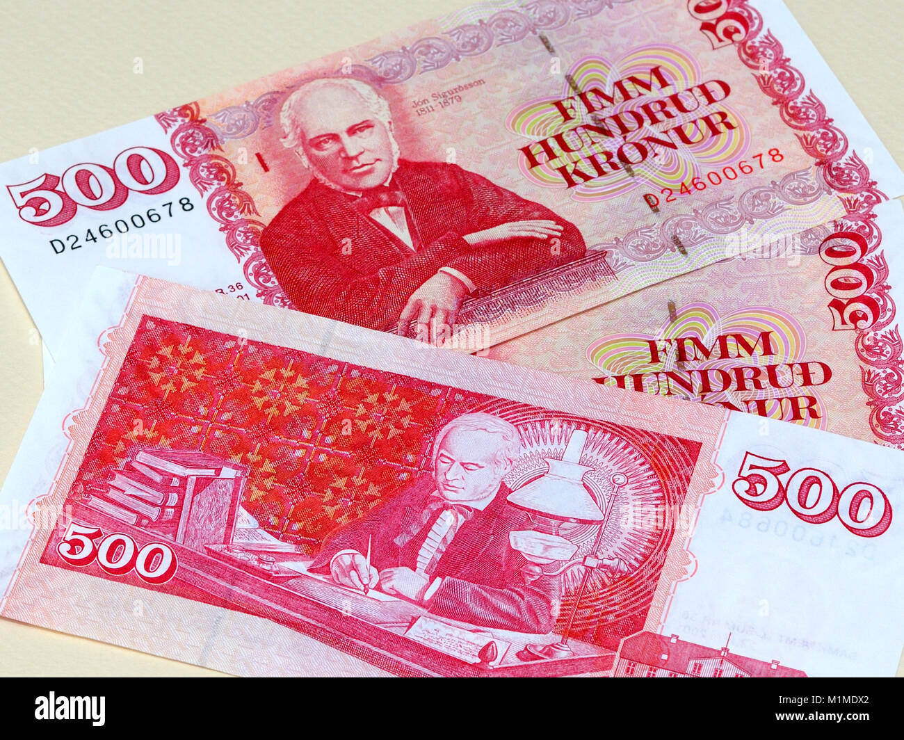 Iceland 500 Five Hundred Kronur Bank Notes Stock Photo - Alamy
