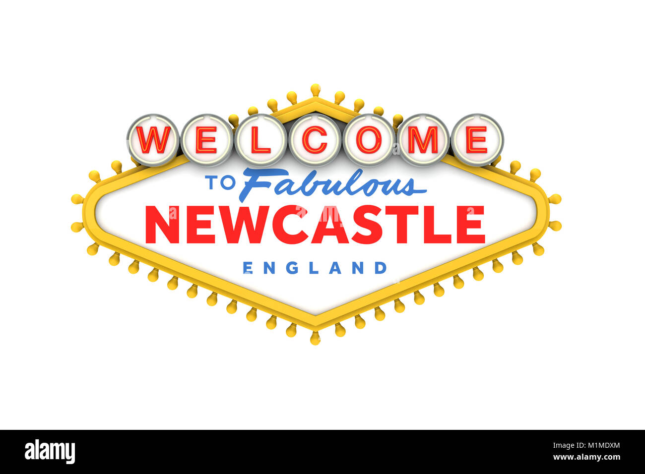 Welcome to Newcastle sign in classic las vegas style design . 3D ...