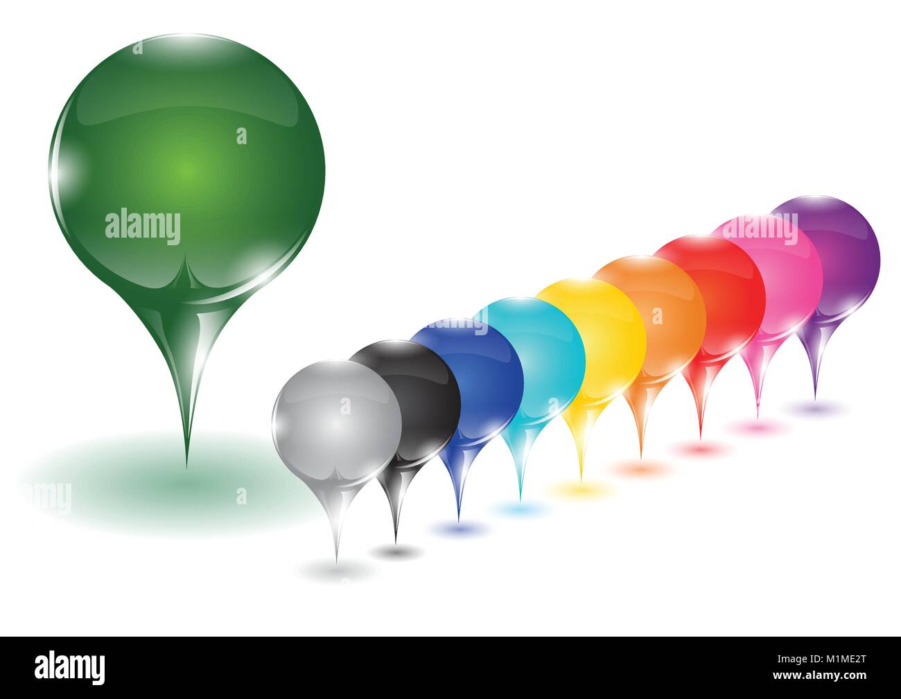 10 different colored pins, vector Stock Vector Image & Art - Alamy