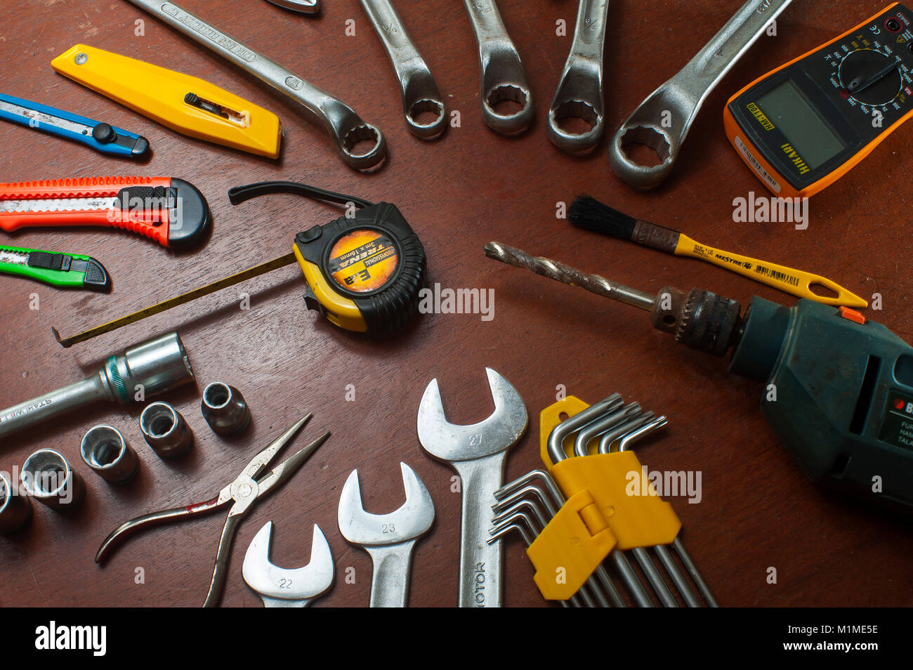Tools on the workshop photo concept Stock Photo - Alamy