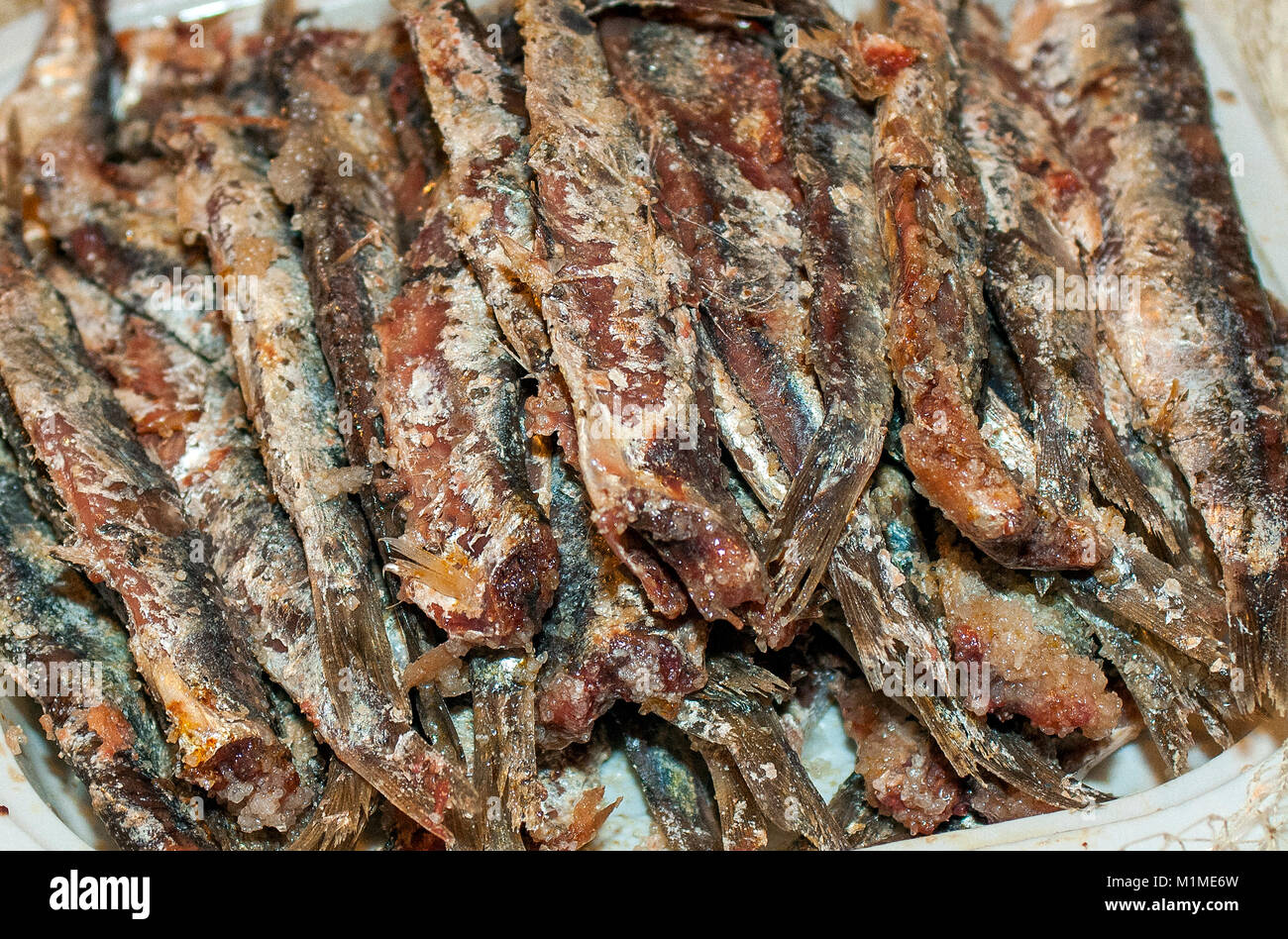 anchovies in salt Stock Photo - Alamy