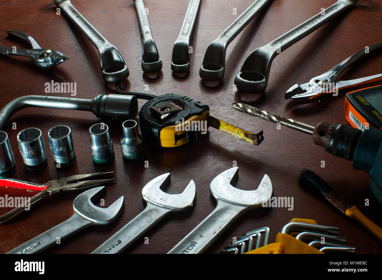 Tools on the workshop photo concept Stock Photo - Alamy