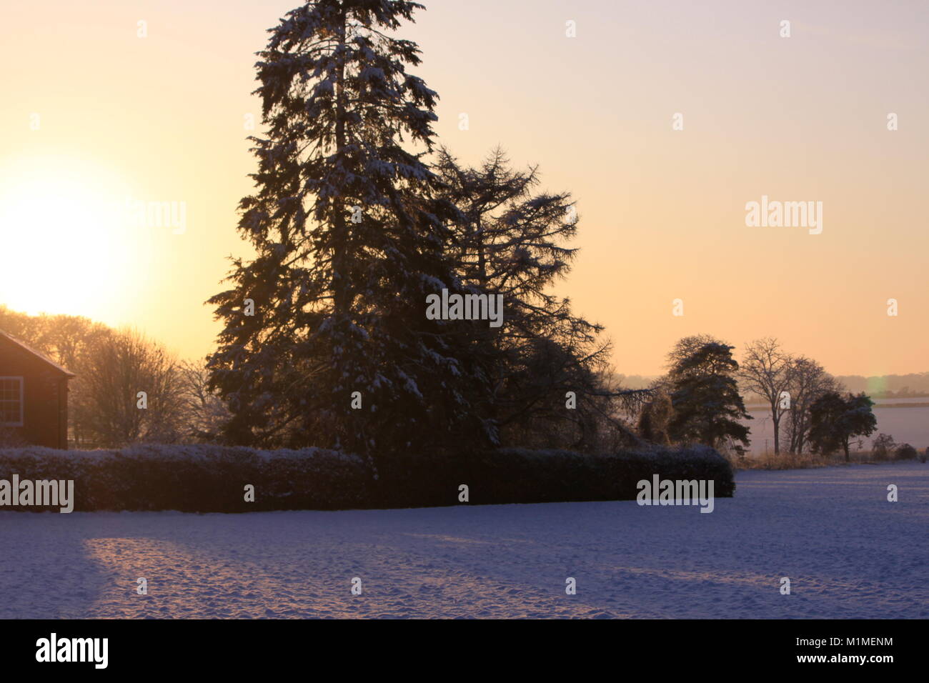 Snowy cold winter scene, Chieveley, Newbury, Berkshire England Stock ...