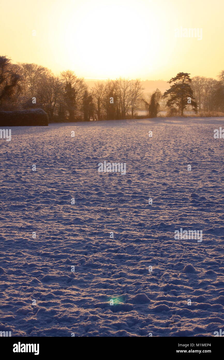 Snowy cold winter scene, Chieveley, Newbury, Berkshire England Stock ...