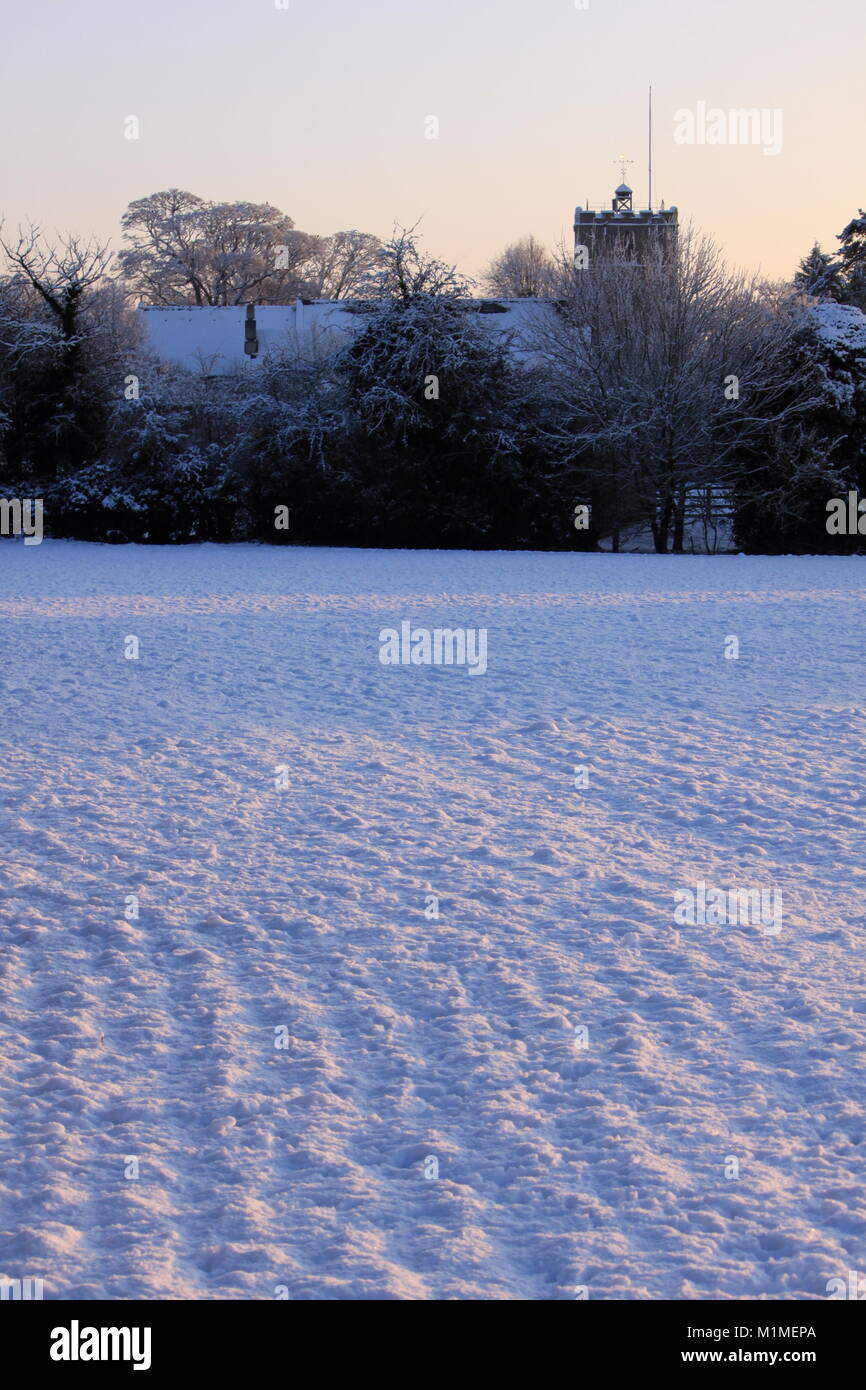Snowy cold winter scene, Chieveley, Newbury, Berkshire England Stock ...
