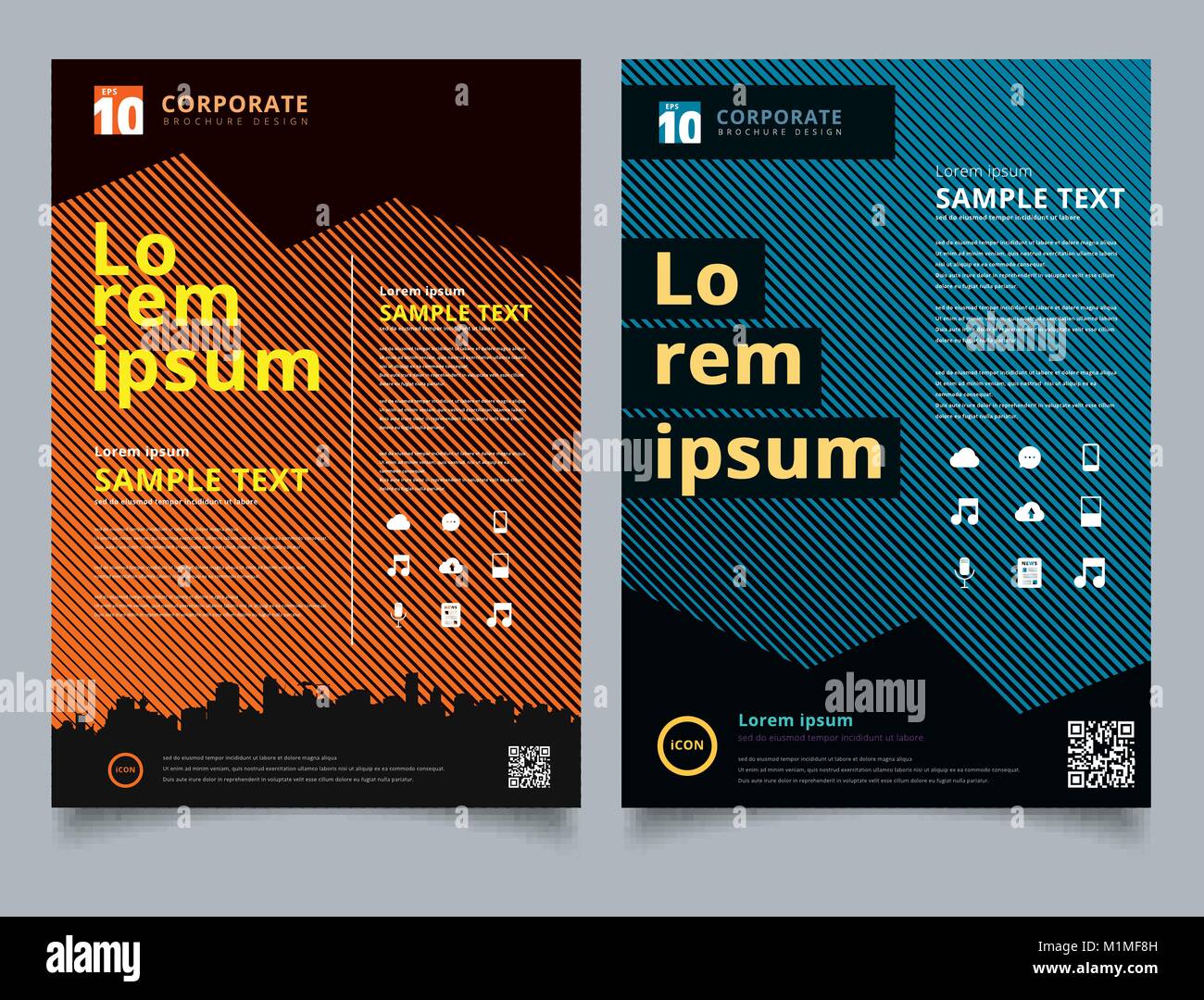 Brochure geometric diagonal lines black pattern layout design template ...