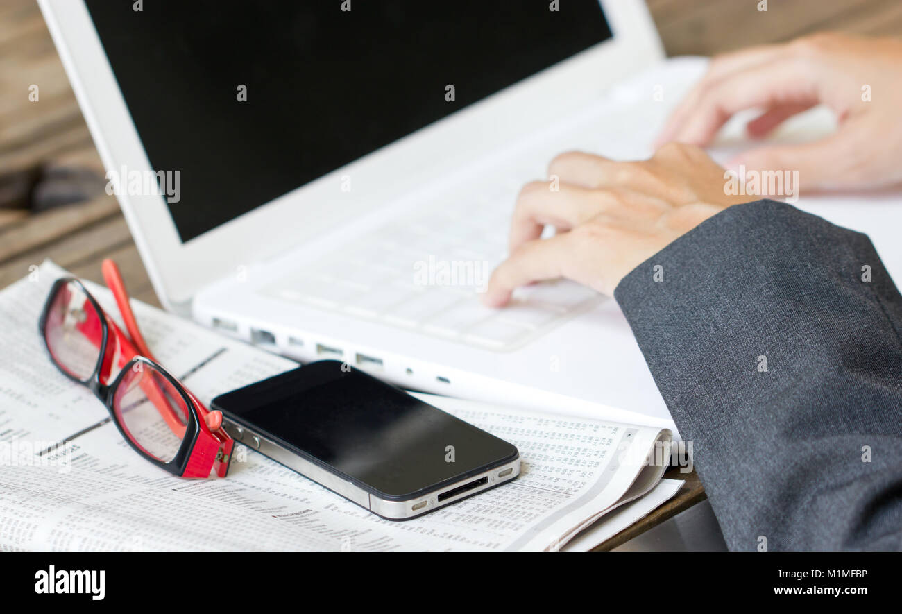 Business woman hands working with laptop Stock Photo - Alamy