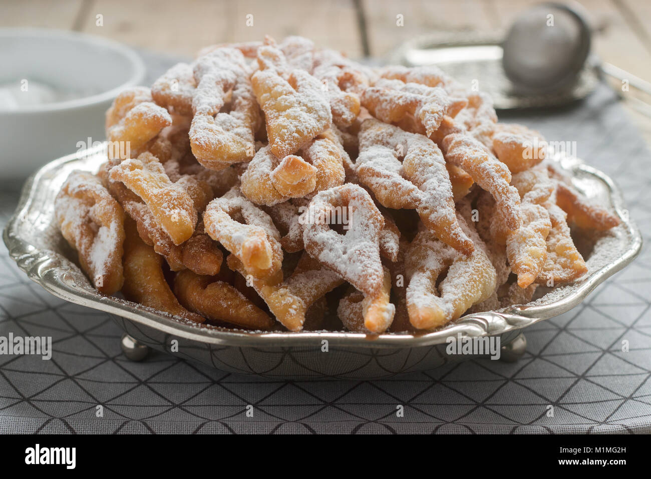 Angel wings biscuits, a traditional European sweet dish for carnival ...