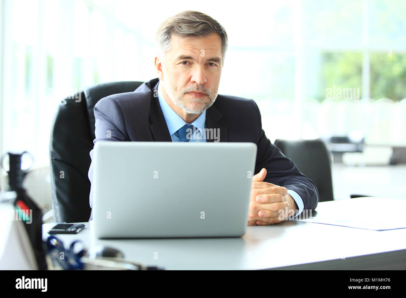 business, people and technology concept - happy smiling businessman ...