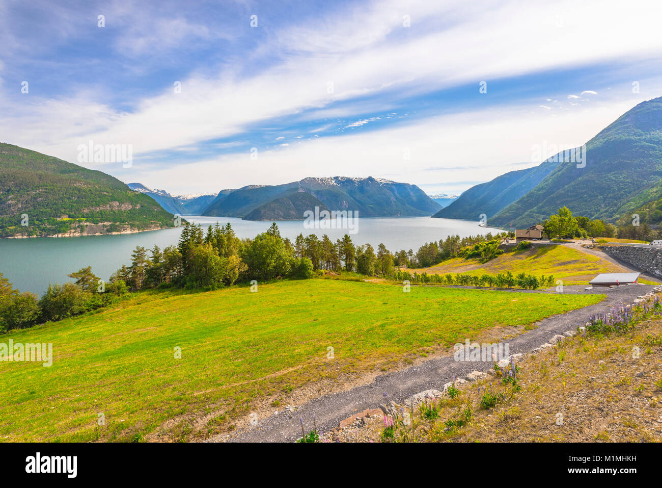 Eidfjorden panorama near Erdal, Norway, Scandinavia, eastern part of ...