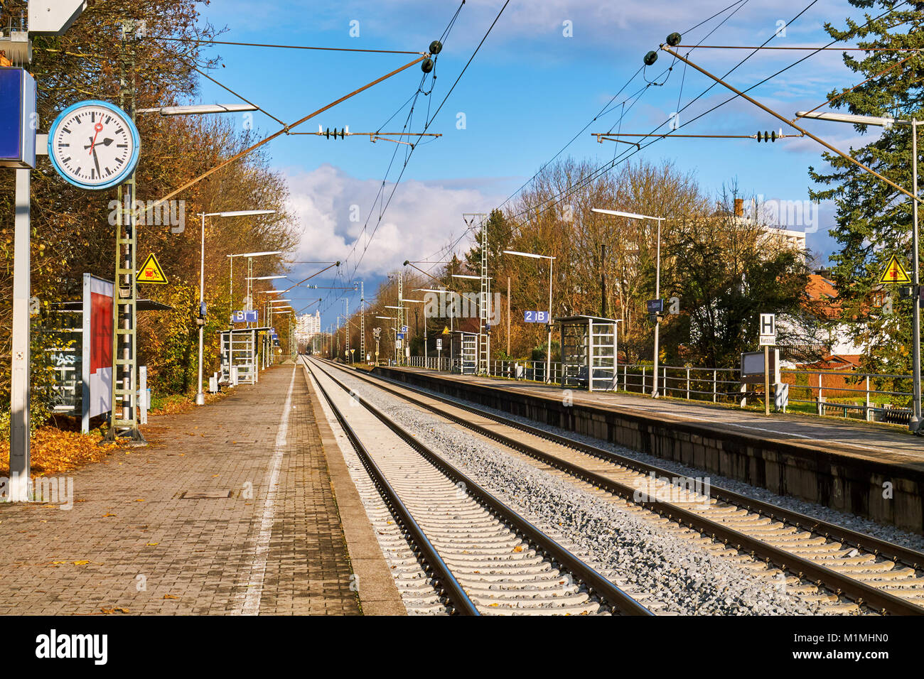 S-Bahn tracks. Electric rail transit system in Munich, Germany in ...